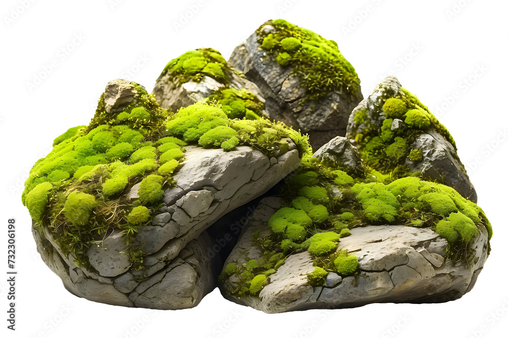 Rocks with moss growing on top without background PNG image Stock ...