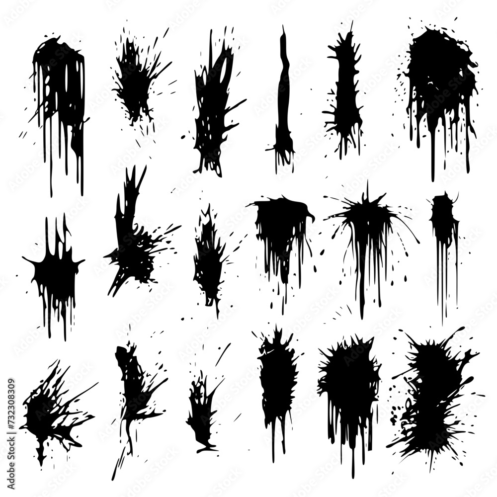 paint splatter svg, ink splatter svg, splatter silhouette, paint streak ...