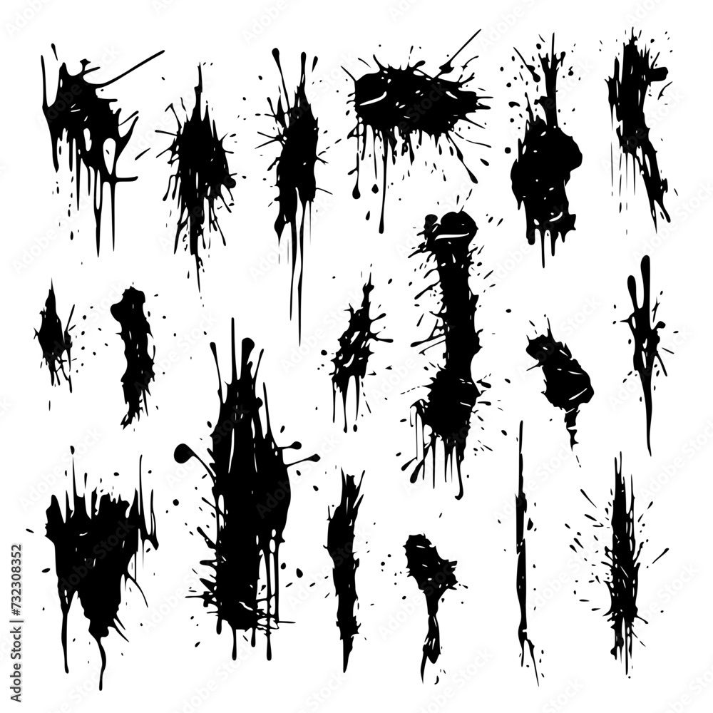 paint splatter svg, ink splatter svg, splatter silhouette, paint streak ...