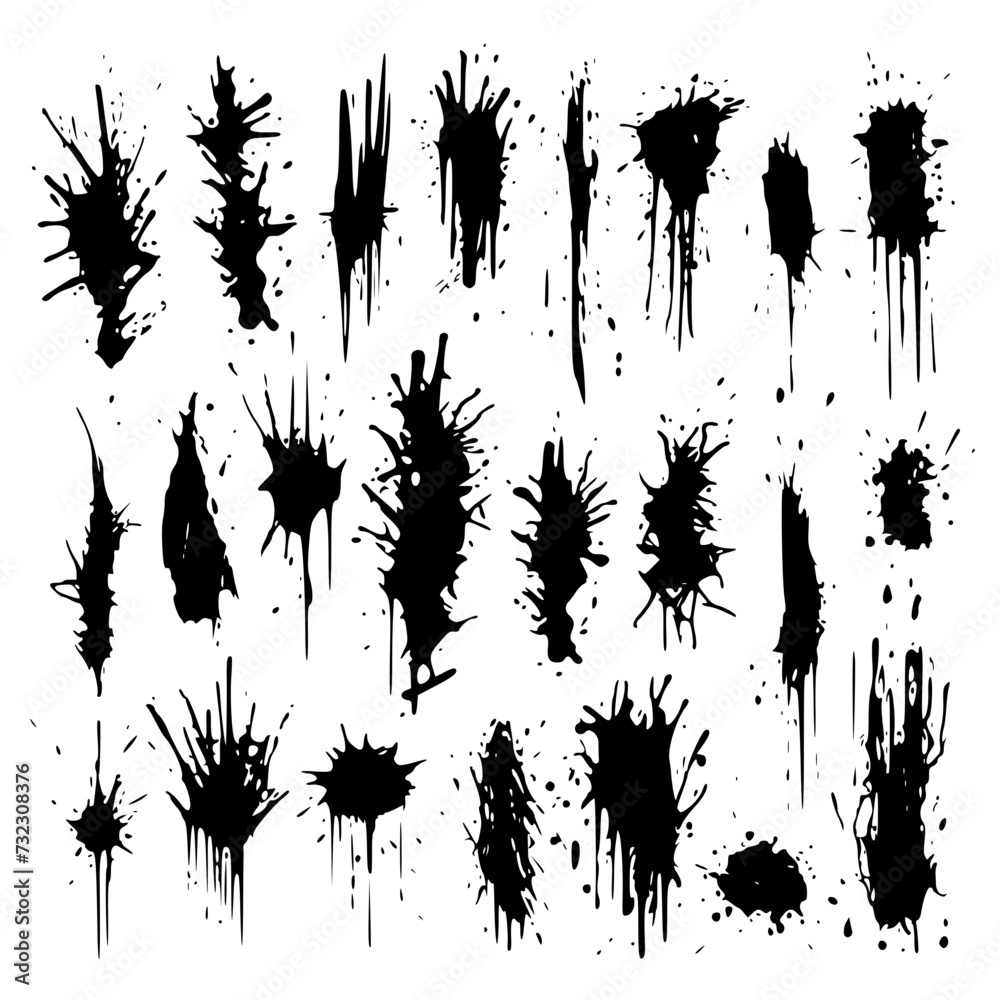 paint splatter svg, ink splatter svg, splatter silhouette, paint streak ...
