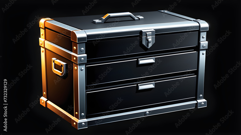 tool chest icon vector clipart isolated on a black background Stock ...