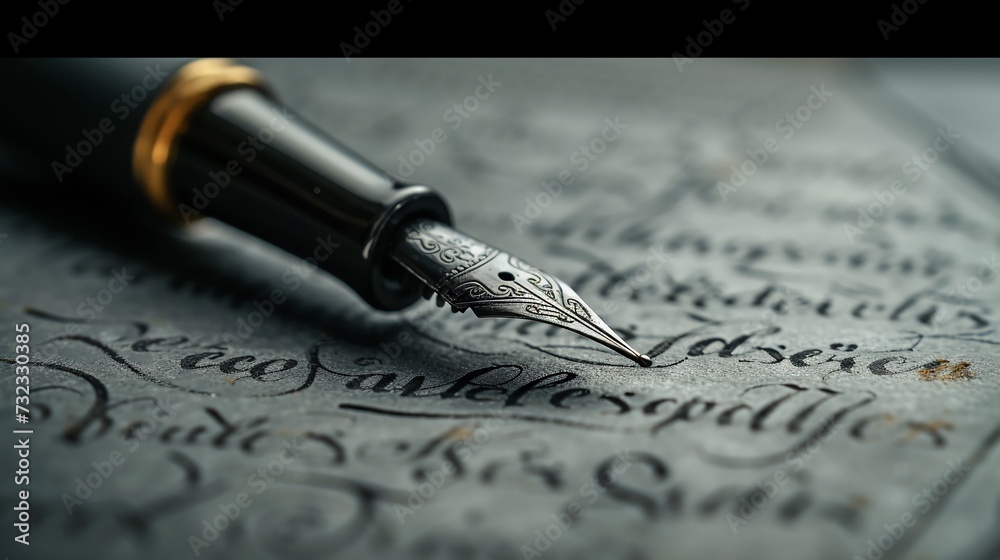 Elegant Artistry: Calligraphy with Fountain Pens, Penmanship, Letters ...