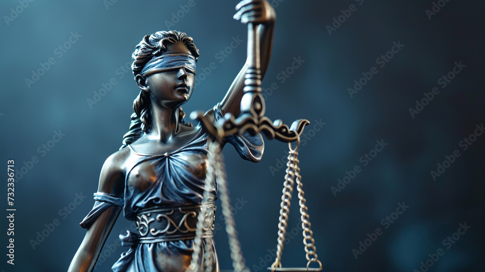 .Photograph a close-up of the iconic Lady Justice statue with blindfold ...
