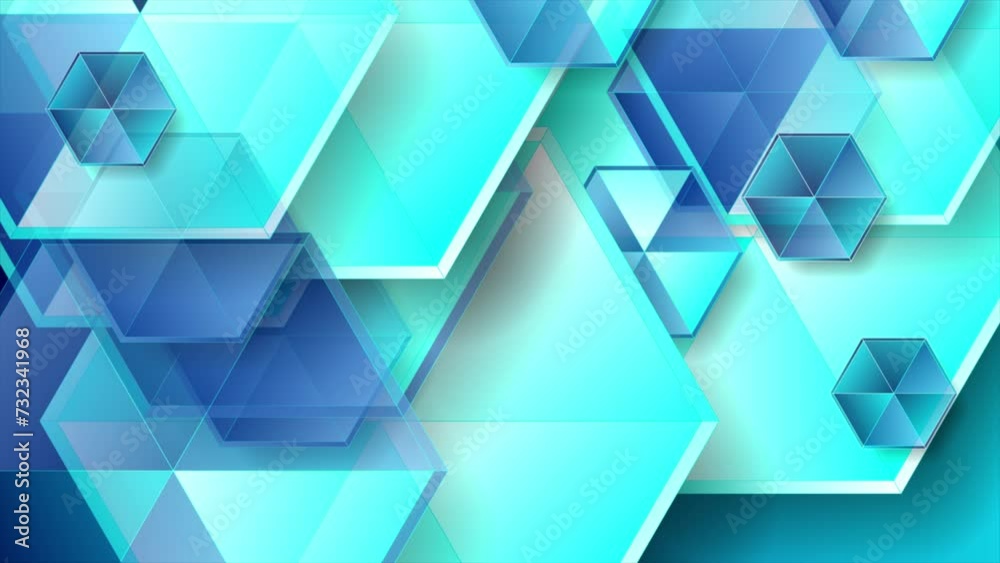 Light blue geometric tech background with glossy hexagons. Seamless ...
