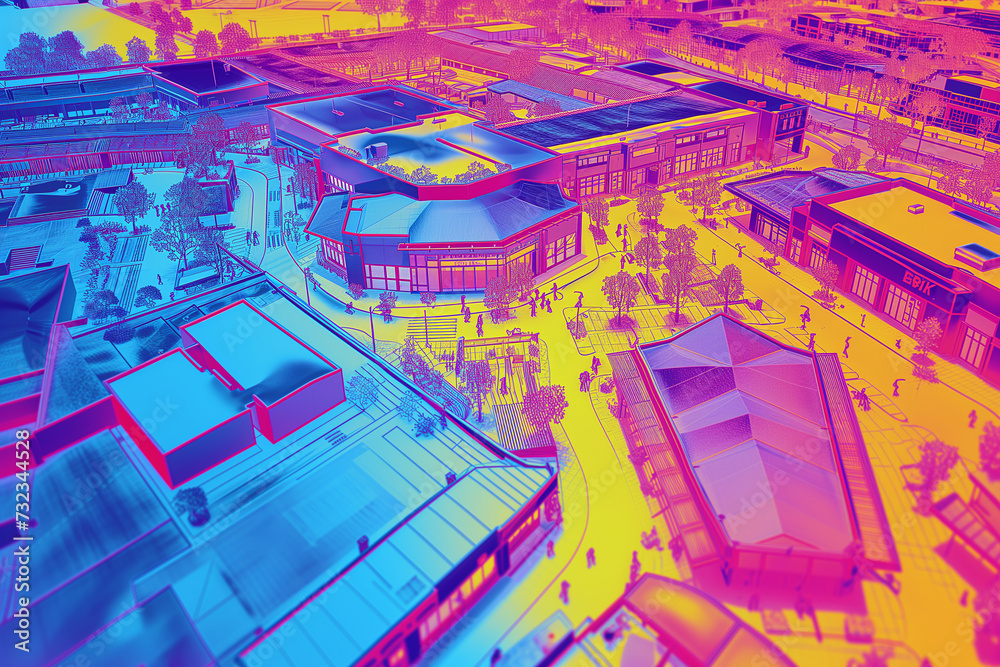 heat map of the city center arial view Stock Illustration | Adobe Stock