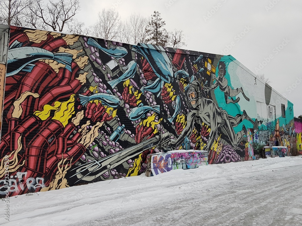 Stockholm, Snosatra, Sweden, January 01 2024. Graffiti exhibition on ...