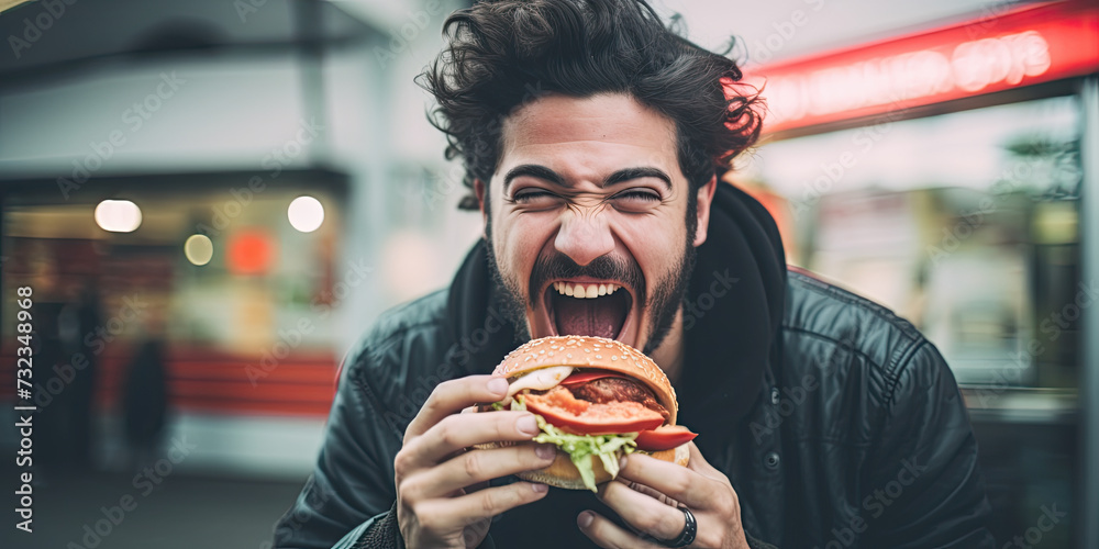 Junk food illustration, person eating unhealthy foods high in calories ...