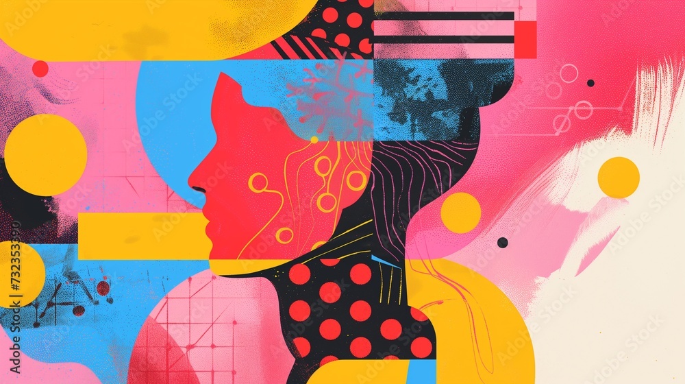 Concept of decision making, featuring a stylized silhouette of a human ...