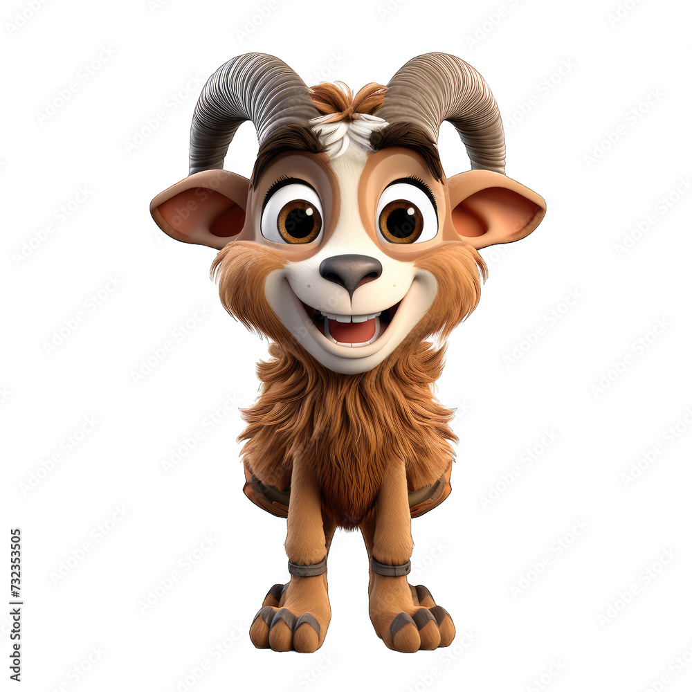 Ibex cartoon character on transparent Background Stock Illustration ...
