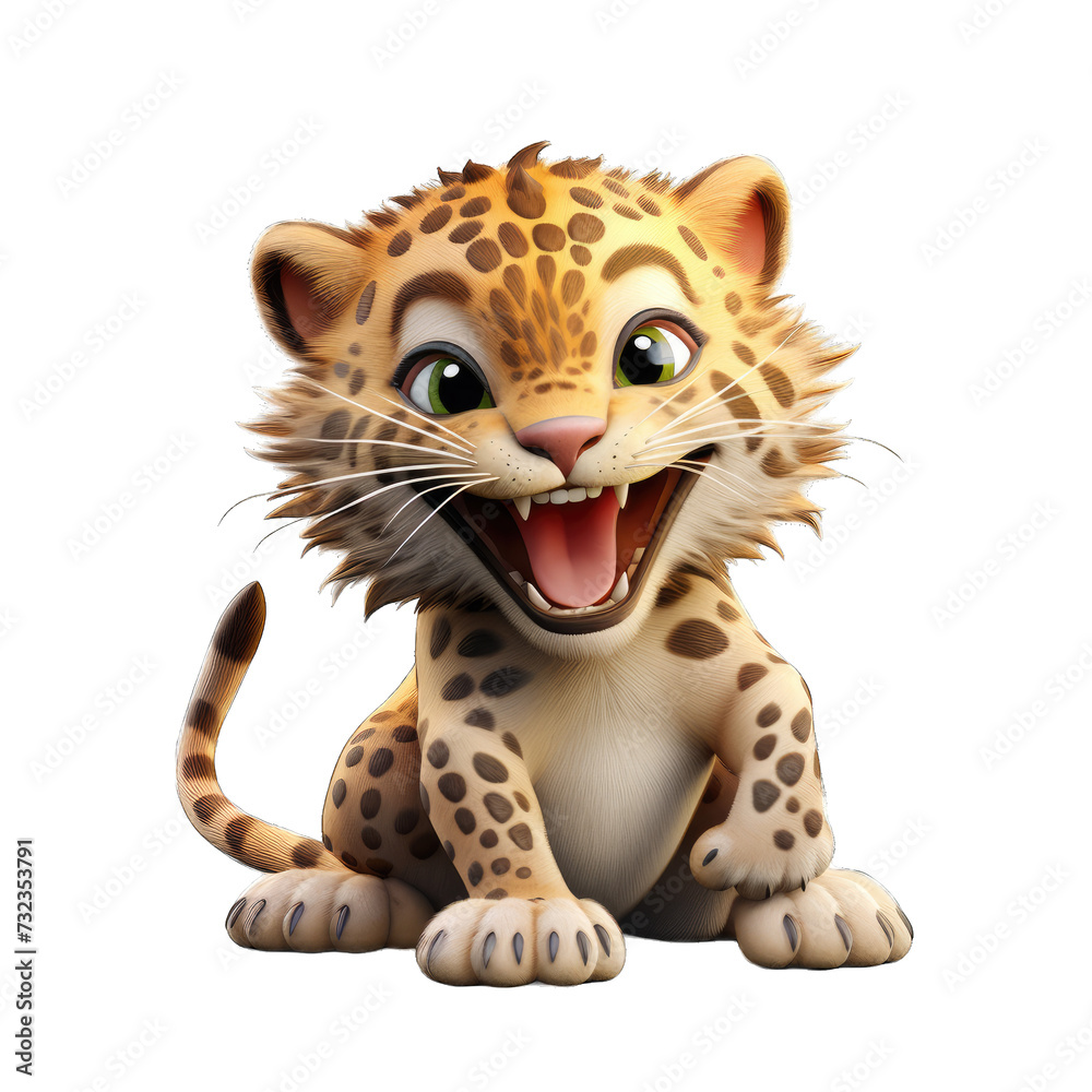 Jaguar cartoon character on transparent Background Stock Illustration ...