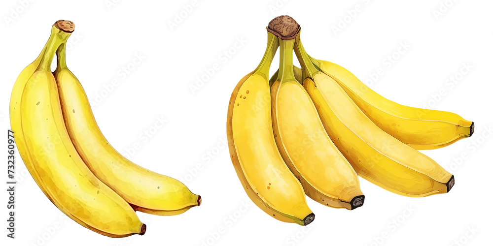 set of two bananas clipart isolated on a transparent background ...