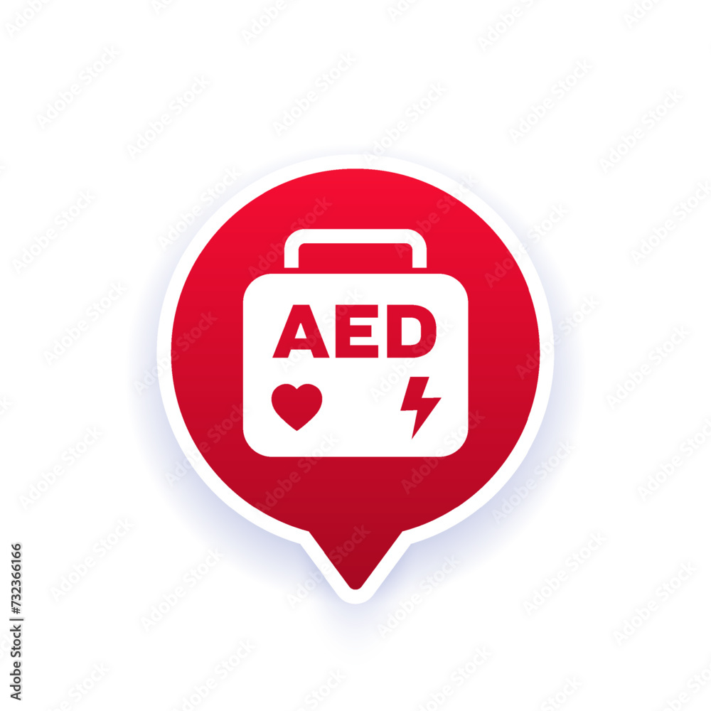 AED vector icon, automated external defibrillator bag Stock Vector ...