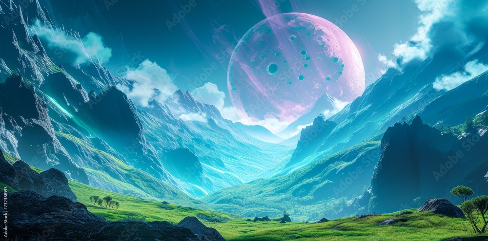 An otherworldly scene unfolds before you, as the sky meets the purple ...