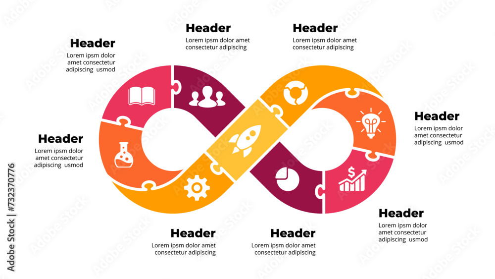 Puzzle Infinity symbol infographic. Success concept chart. Startup ...