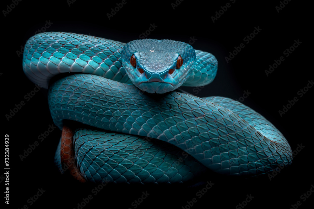Blue White-lipped Island Pit Viper (Trimeresurus insularis) native to ...