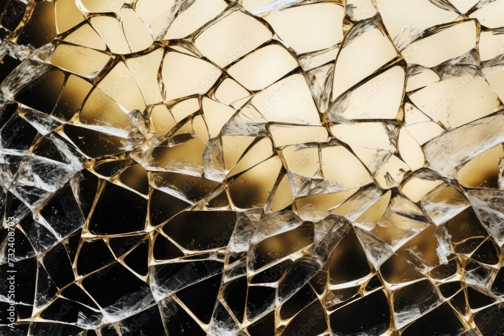 Broken glass window with a shimmering gold background. Perfect for ...