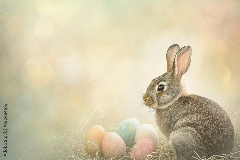 Happy Easter Eggs Basket Tulips. Bunny in flower easter cartoon ...