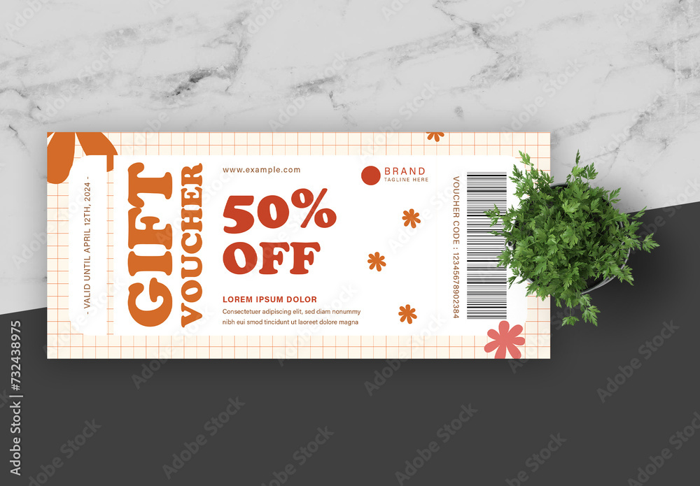 Red And Orange Gift Voucher Stock Template | Adobe Stock