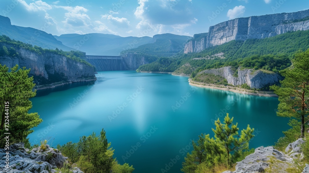 Harnessing the power of the river, the hydroelectric dam provides clean ...