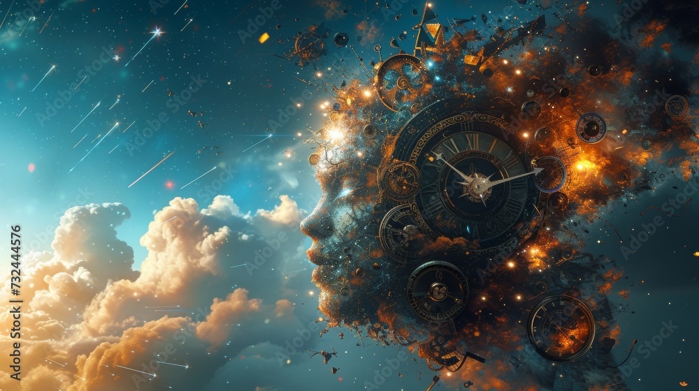 In the realm of the timeless deity, the cosmic backdrop pulsates with ...