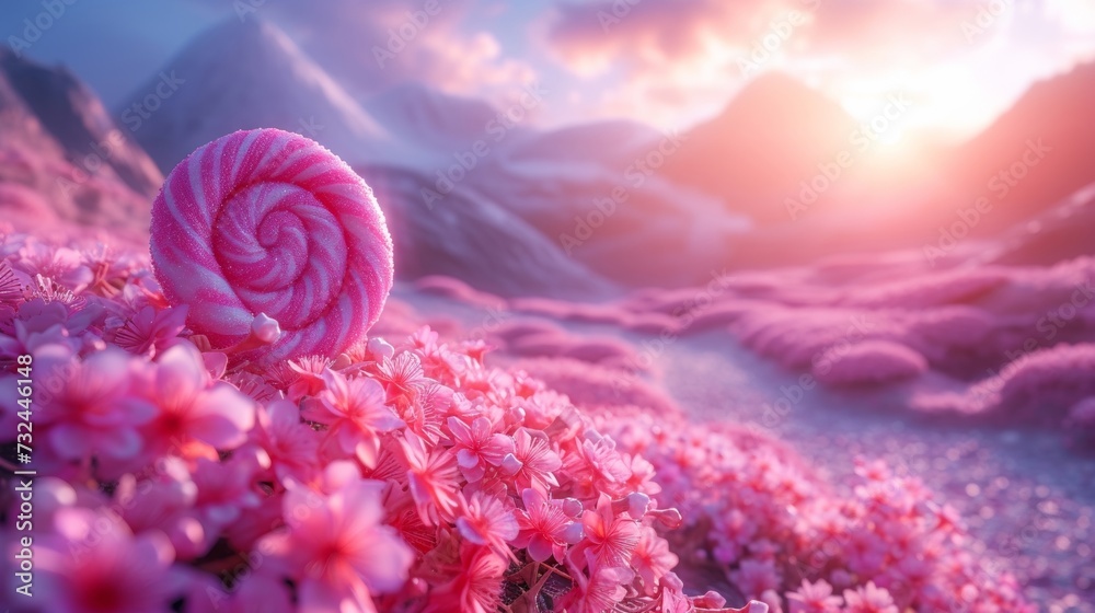 As the sun rises, the whimsical landscape of Candyland comes to life ...