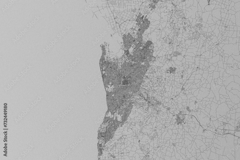 Map of the streets of Adelaide (Australia) made with black lines on ...