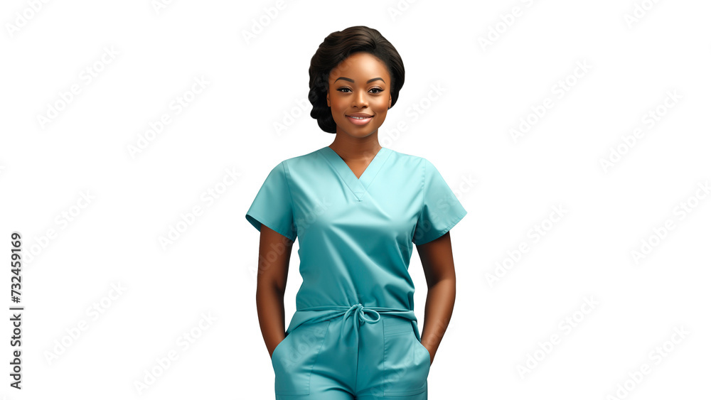 Happy black nurse cut out. Smiling nurse woman on transparent ...