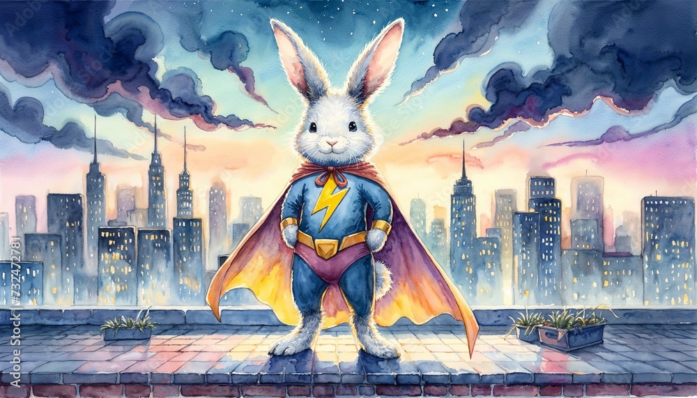 Heroic Rabbit Guardian of Twilight City - AI generated digital art ...