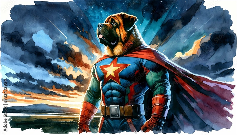 Majestic Canine Hero in Superhero Costume - AI Generated Digital Art ...
