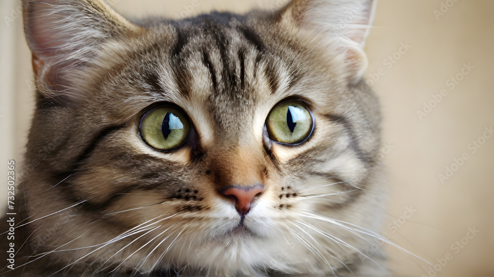 Skeptic surprised cat thinking & dont know what to do, big eyes closeup ...