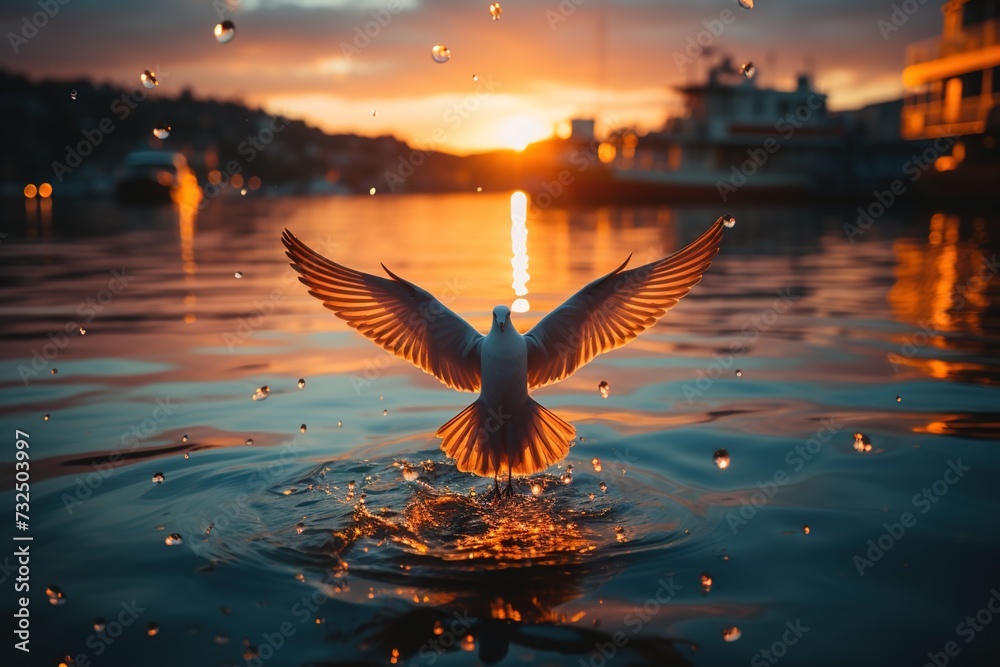 A symbol of freedom and liberation, a bird flies from open hands into ...