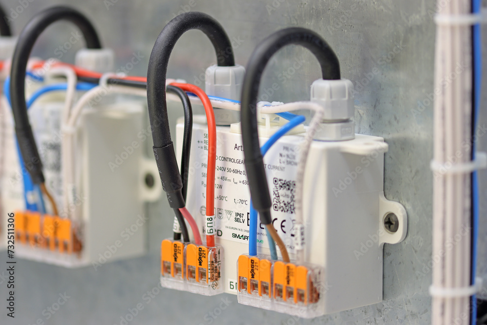 Current LED drivers for lighting control are installed in an electrical ...