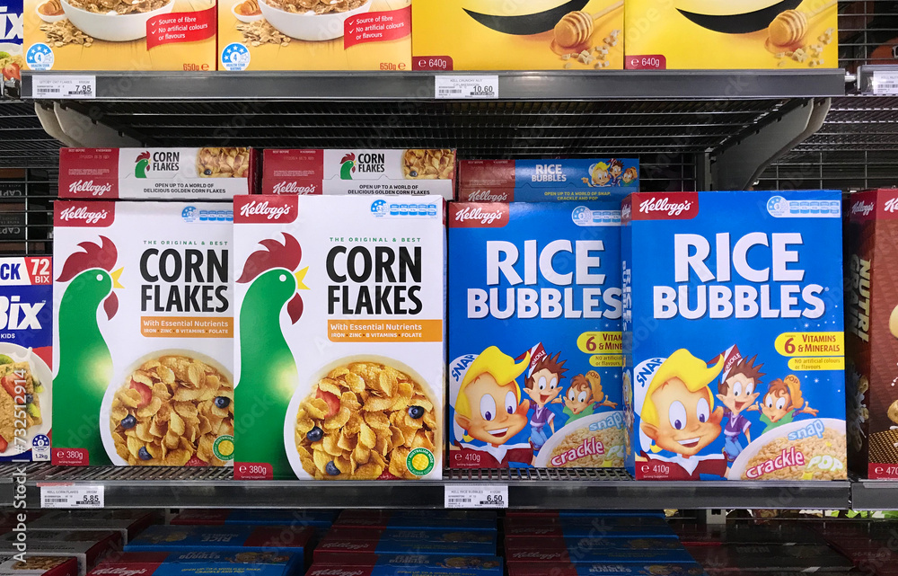 South Australia, Australia – Circa January, 2024: Selection of Kelloggs ...
