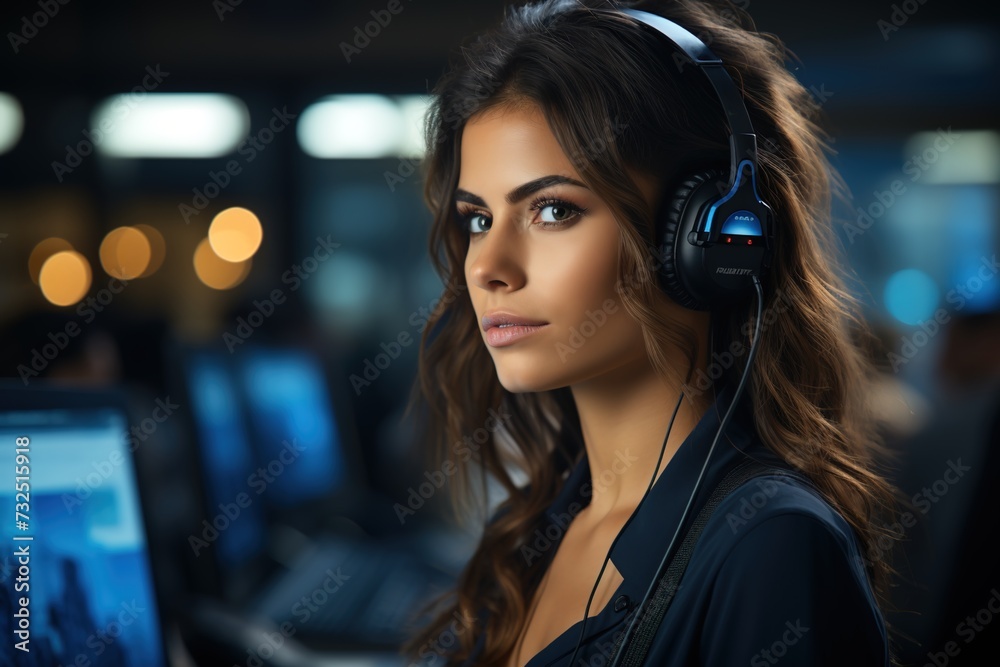 In this portrayal of dedication, a diligent female call center agent ...