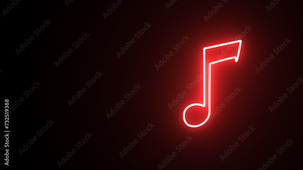 Neon glowing Music notes icon, Music notes symbol on the black ...