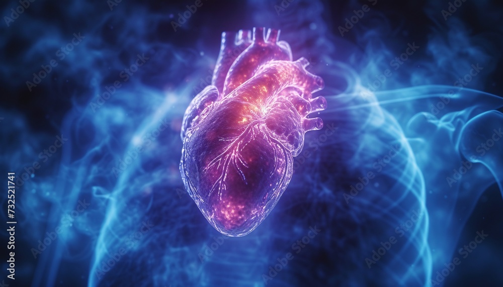 Purple Heartbeat: A Vibrant Visual of the Human Heart Generative AI ...