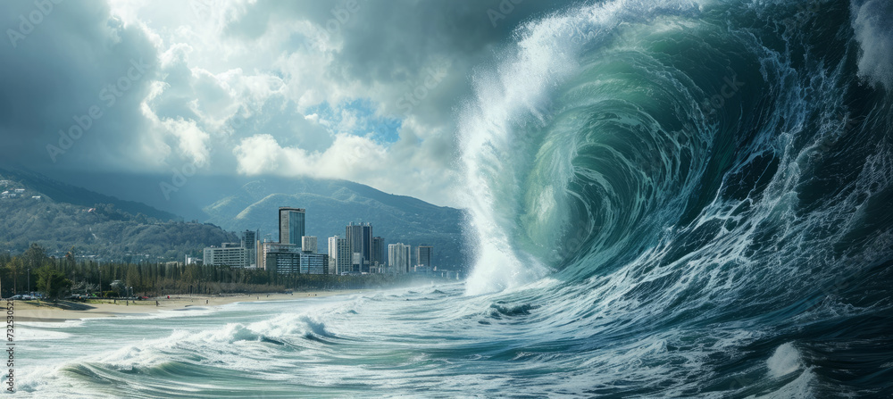 Tsunami destroys city shore, infrastructure and causing catastrophic ...