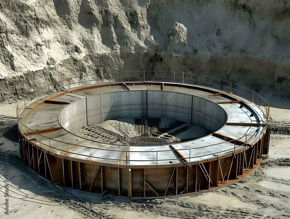 Rebar with concrete assembled for a wind turbine foundation in new wind ...