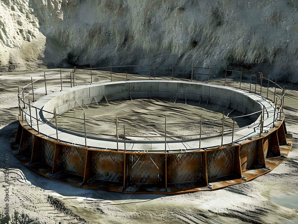 Rebar with concrete assembled for a wind turbine foundation in new wind ...