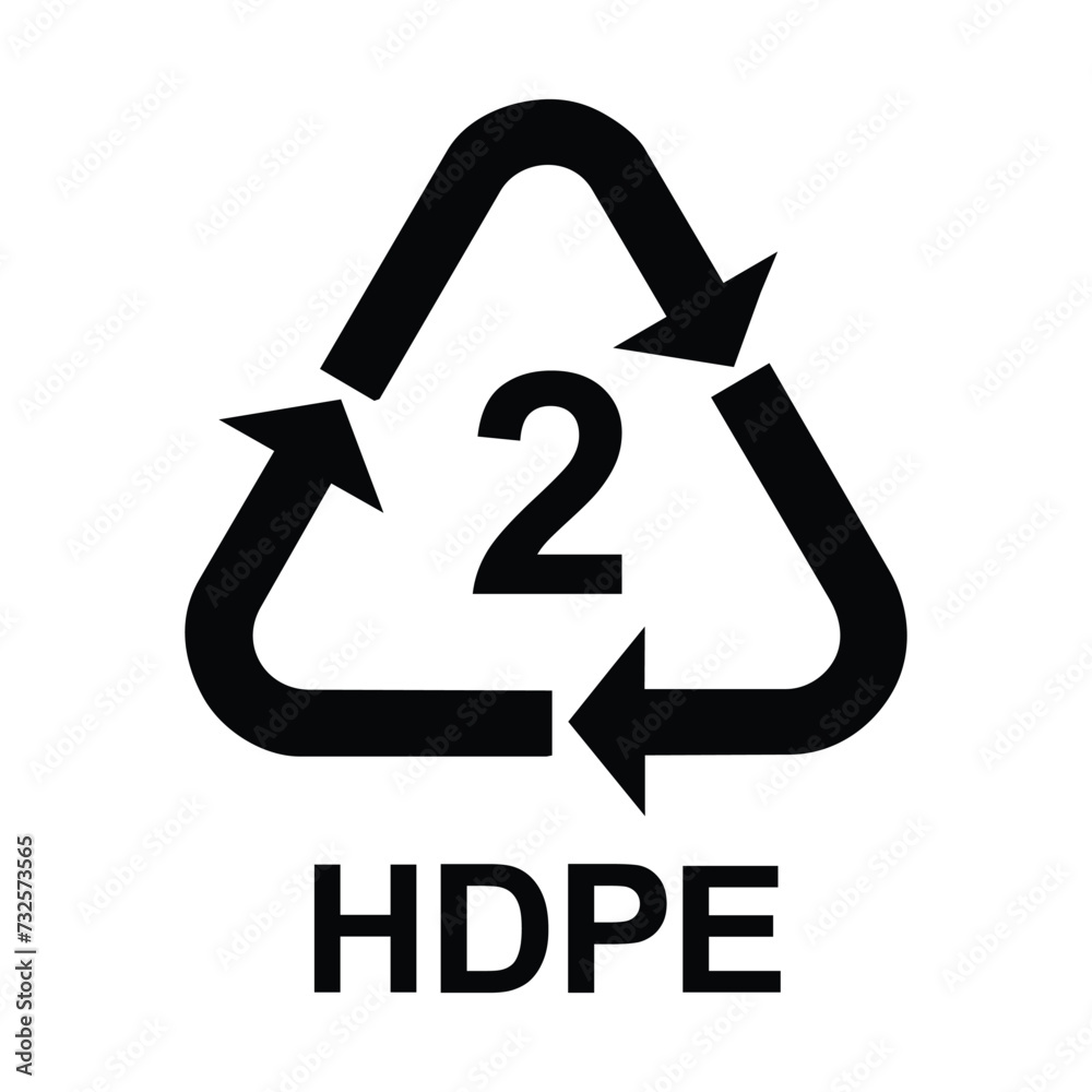 Plastic recycling symbol HDPE 2 , Plastic recycling code HDPE 2 ...