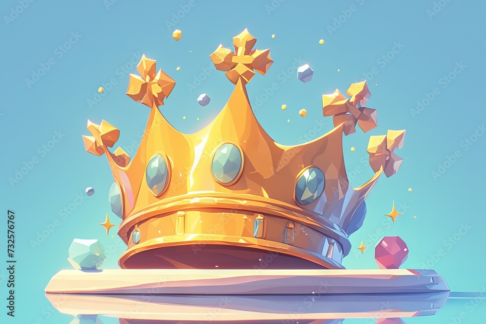 cartoon cute prince crown decorated with precious stones on a pillow in ...