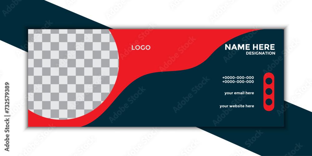 vector red color email signature design Stock Vector | Adobe Stock