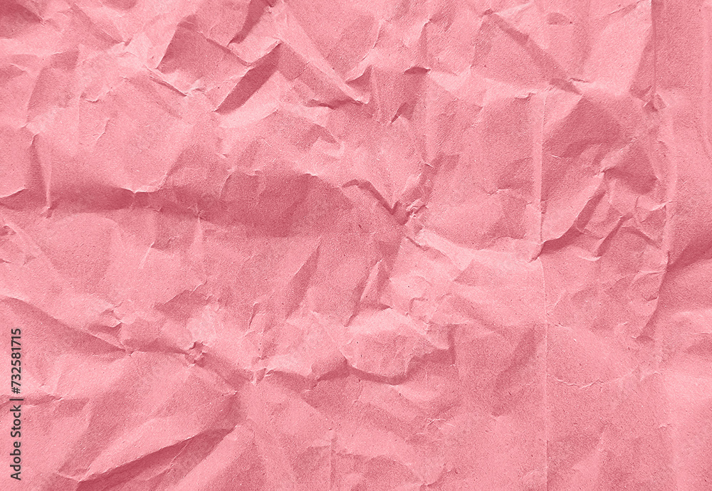 close up texture of pink crumpled or torn old craft paper use as ...