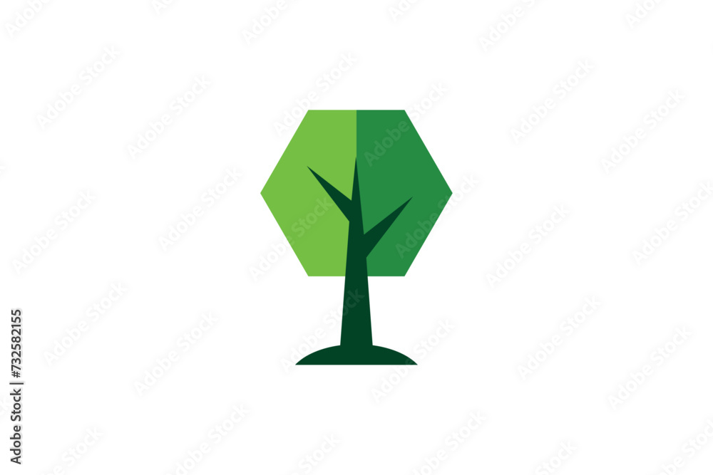 Abstract Tree Logo Icon Symbol vector design. Geometric Tree green ...