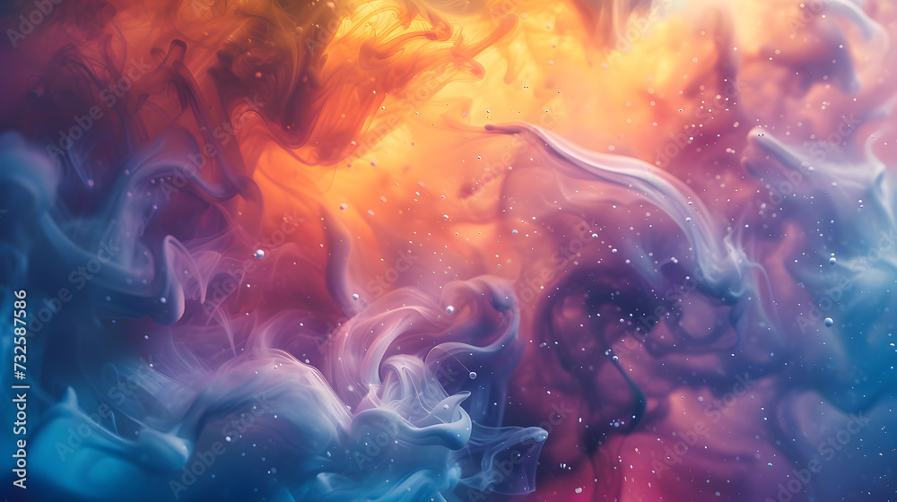 A high-speed capture of vibrant liquids in motion, creating abstract ...