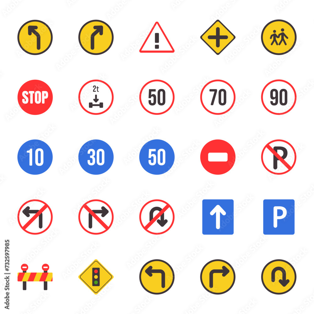 Road Sign icons. Traffic sign icons pack. Set of traffic icons ...