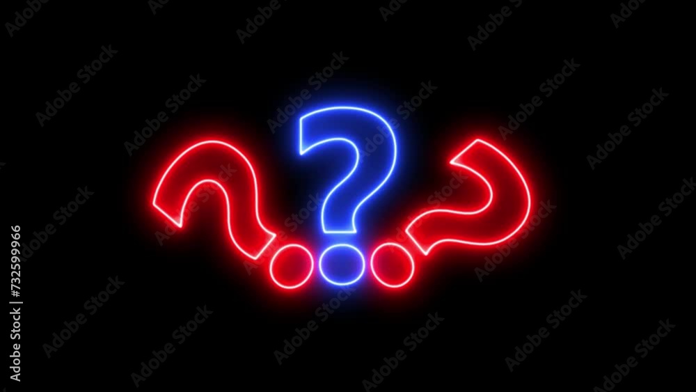 Neon glowing question mark icon abstract black background. Neon ...