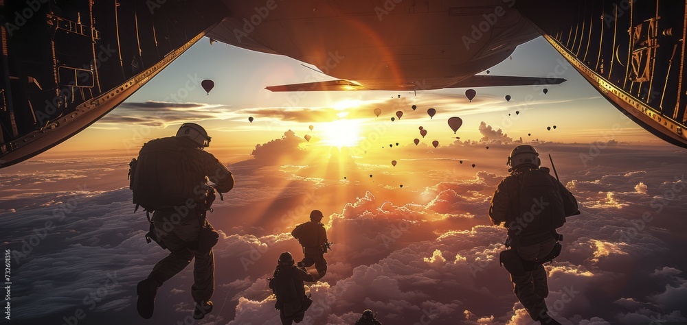 Elite Army Soldiers and Paratroopers Embark on an Airborne Operation ...