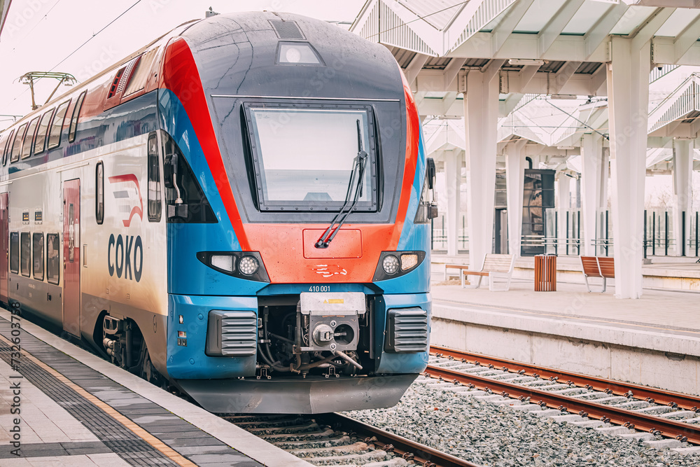 05 January 2024, Novi Sad, Serbia: The Soko train at station, serves as ...