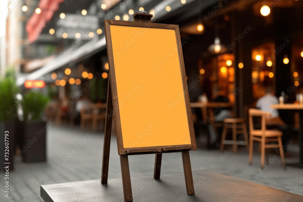 Blank restaurant shop sign or menu board with blank front realistic on ...